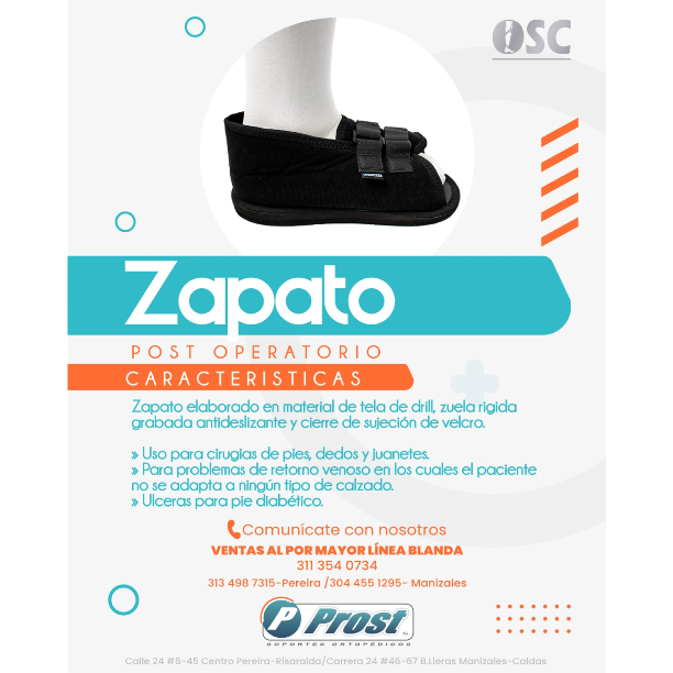 Zapato post operatorio - ORTOPÉDICA SAN CARLOS MANIZALES SAS